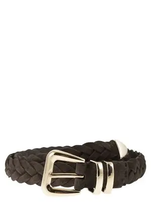 Brunello Cucinelli Reversed Calfskin Braided Belt - Brown