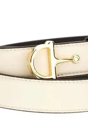 Gucci Leather Belt With Gold Tone Hardware