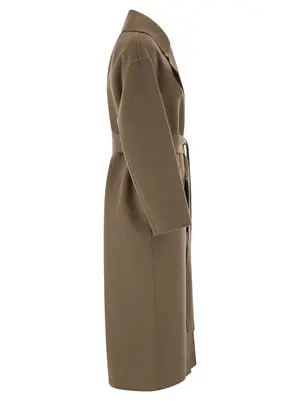 Max Mara Long Wool Drape Coat - Brown