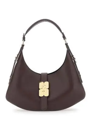 GANNI Kat Piccola" Leather Shoulder Bag With Logo Plate - Multicolor