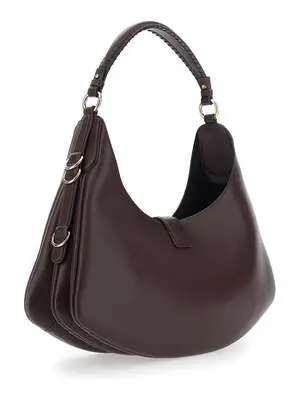 GANNI Kat Piccola" Leather Shoulder Bag With Logo Plate - Multicolor