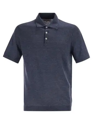 Brunello Cucinelli Linen And Cotton Knit Polo Shirt - Multicolor