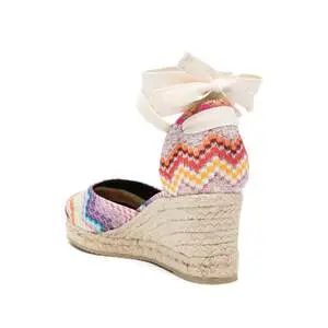 Missoni Chevron Pattern Wedge Espadrilles - Orange