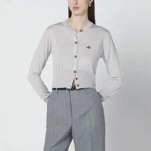 VIVIENNE WESTWOOD Cropped Wool And Silk Cardigan - Gray