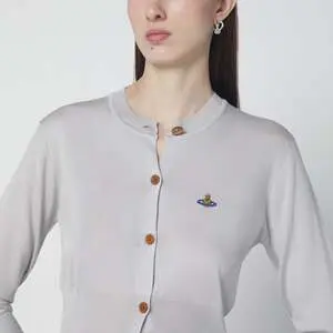VIVIENNE WESTWOOD Cropped Wool And Silk Cardigan - Gray