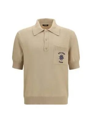 Balmain Cotton Sun-logo Polo - Cream