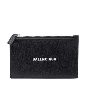 Balenciaga Logo Zip Cards Holder - Black