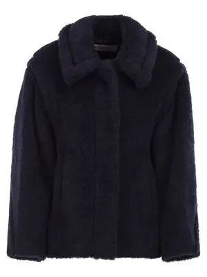 Max Mara Cropped Coat In Alpaca, Wool, And Silk Teddy Fabric - Multicolor