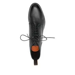 Santoni Black Grained Leather Lace-up Boots