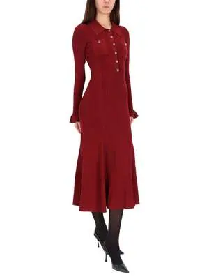 SELF-PORTRAIT Midi Dress With Collar And Long Sleeves - Multicolor