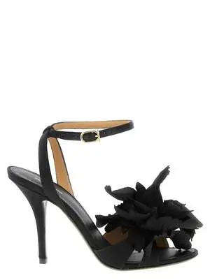 SALVATORE FERRAGAMO FERRAGAMO Ghilly Satin Sandals With Floral Appliqué
