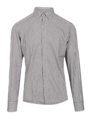 TOM FORD Silk Cotton Ladder Stripe Classic Fit Shirt