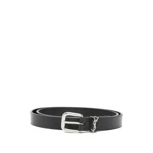 Saint Laurent Logo Plaque Buckle Belt - Black