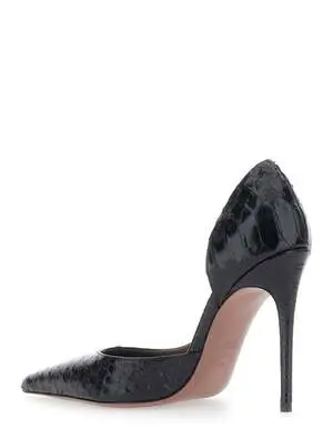 Paris Texas Vera Stiletto Heels With Snakeskin Effect In Black Leather - Multicolor
