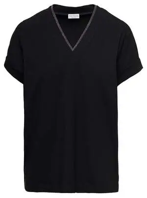 Brunello Cucinelli T-shirt With Monile Detail - Black