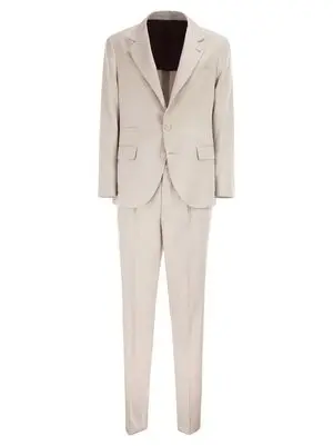 Brunello Cucinelli Brunello Cucinelli Men Silk Suit With Three-Button Blazer Cream