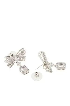 SELF-PORTRAIT Crystal Bow Drop Earrings