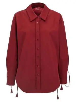 Gucci Lacing Detail Cotton Poplin Shirt - Red