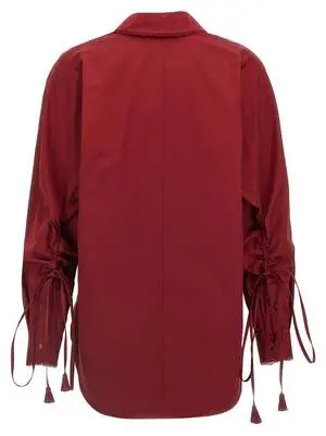 Gucci Lacing Detail Cotton Poplin Shirt - Red