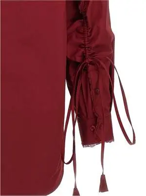 Gucci Lacing Detail Cotton Poplin Shirt - Red