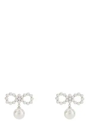 SELF-PORTRAIT Bow & Pearl Drop Earrings - Multicolor