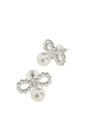 SELF-PORTRAIT Bow & Pearl Drop Earrings