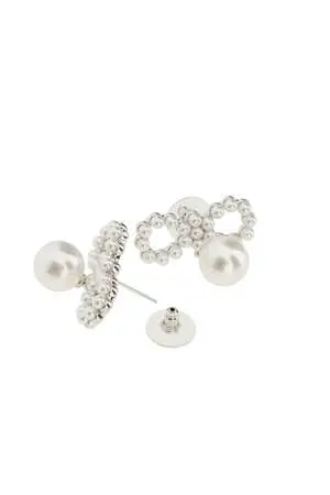 SELF-PORTRAIT Bow & Pearl Drop Earrings