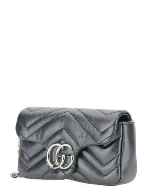Gucci Metallic Leather Mini Ophidia Bag With Chain Strap - Silver