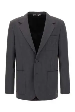 Palm Angels Single Breasted Blazer With Embroidered Logo