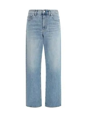 Gucci Cotton Straight Leg Jeans With Stretched Pleat - Blue