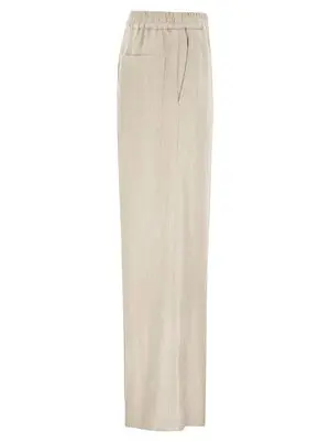 Brunello Cucinelli Loose Track Trousers In Chevron Linen And Cotton - Multicolor