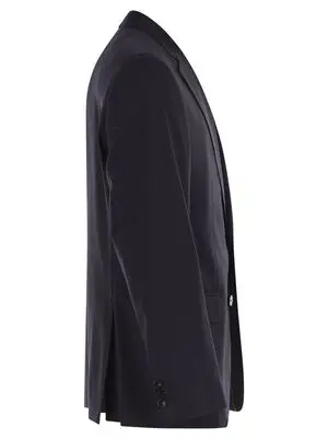 BOSS Slim Fit Blazer In Virgin Wool Serge - Blue