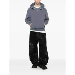 Balenciaga Wide-leg Jeans With Graphic Pattern - Black