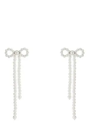 SELF-PORTRAIT Pearl Bow Dangle Earrings - Multicolor