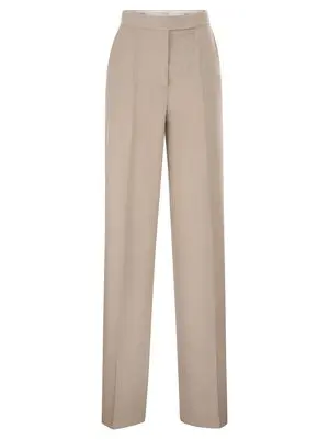 Max Mara Giron" Wool, Mohair, And Silk Wide-leg Trousers - Cream