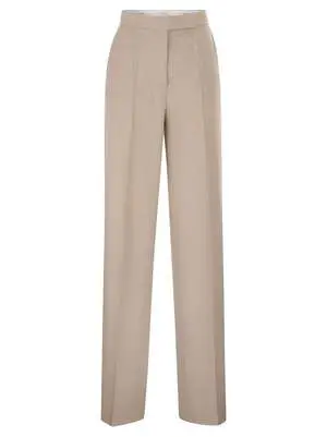 Max Mara Max Mara "Giron" Wool, Mohair, And Silk Wide-Leg Trousers Cream