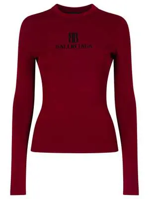 Balenciaga Ribbed Crewneck Long-sleeved Fitted Top