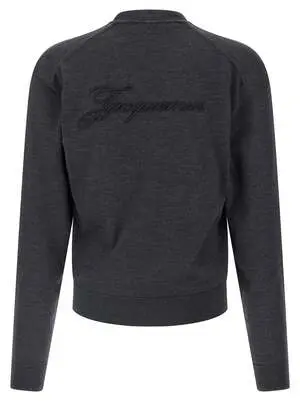 Jacquemus Le Cardigan Brodé Merino Wool Cardigan - Gray