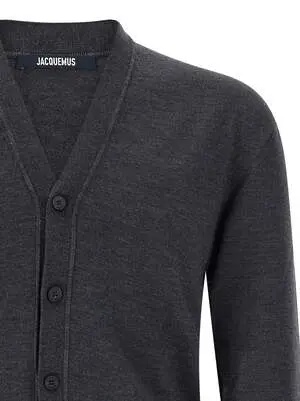 Jacquemus Le Cardigan Brodé Merino Wool Cardigan - Gray