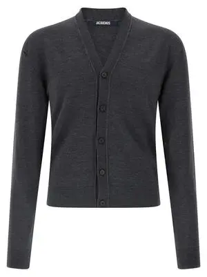Jacquemus Le Cardigan Brodé Merino Wool Cardigan - Gray