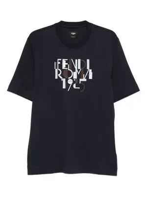 Fendi Roma 1925 Print Cotton T-shirt - Blue