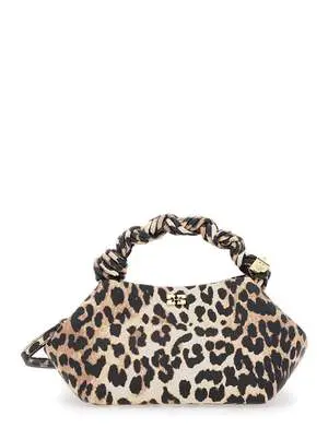 GANNI Small Bou Handbag With Woven Handle And Animalier Motif - Multicolor