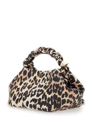GANNI Small Bou Handbag With Woven Handle And Animalier Motif - Multicolor