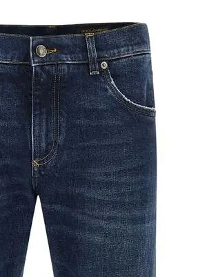 Dolce & Gabbana Slim Fit Jeans With Logo Plaque - Blue