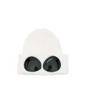 C.P. COMPANY Ribbed Knit Beanie With Goggles - Cream