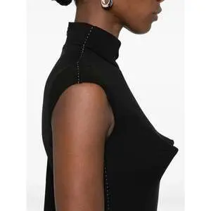 JEAN PAUL GAULTIER High Neck Asymmetric Hem Short Sleeve Dress