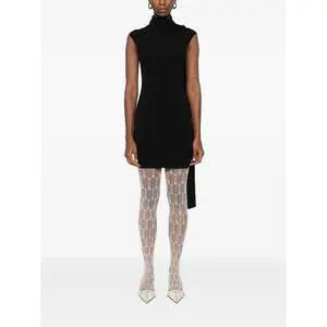 JEAN PAUL GAULTIER High Neck Asymmetric Hem Short Sleeve Dress