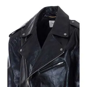 Saint Laurent Calfskin Leather Biker Jacket - Black