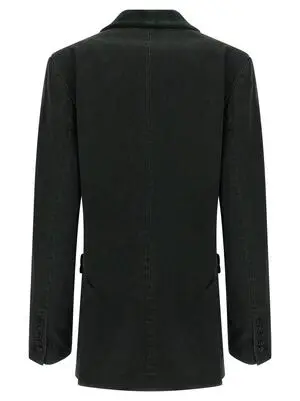 Dries Van Noten Befya Double-breasted Stonewashed Cotton Denim Blazer - Green