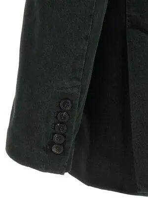 Dries Van Noten Befya Double-breasted Stonewashed Cotton Denim Blazer - Green